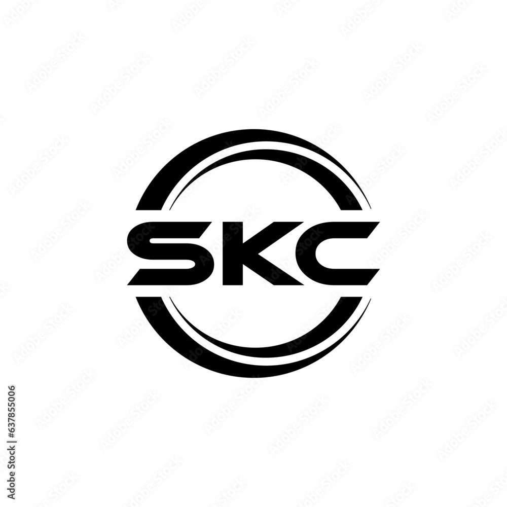 SKC letter logo design with white background in illustrator, vector logo modern alphabet font ...