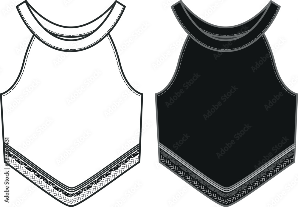 Top Vector Illustration for Girls, Technical Sketches of T Shirt ...