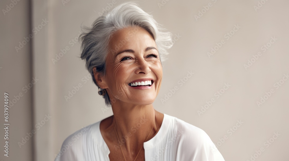 Beautiful gorgeous 50s mid age beautiful elderly senior model woman ...