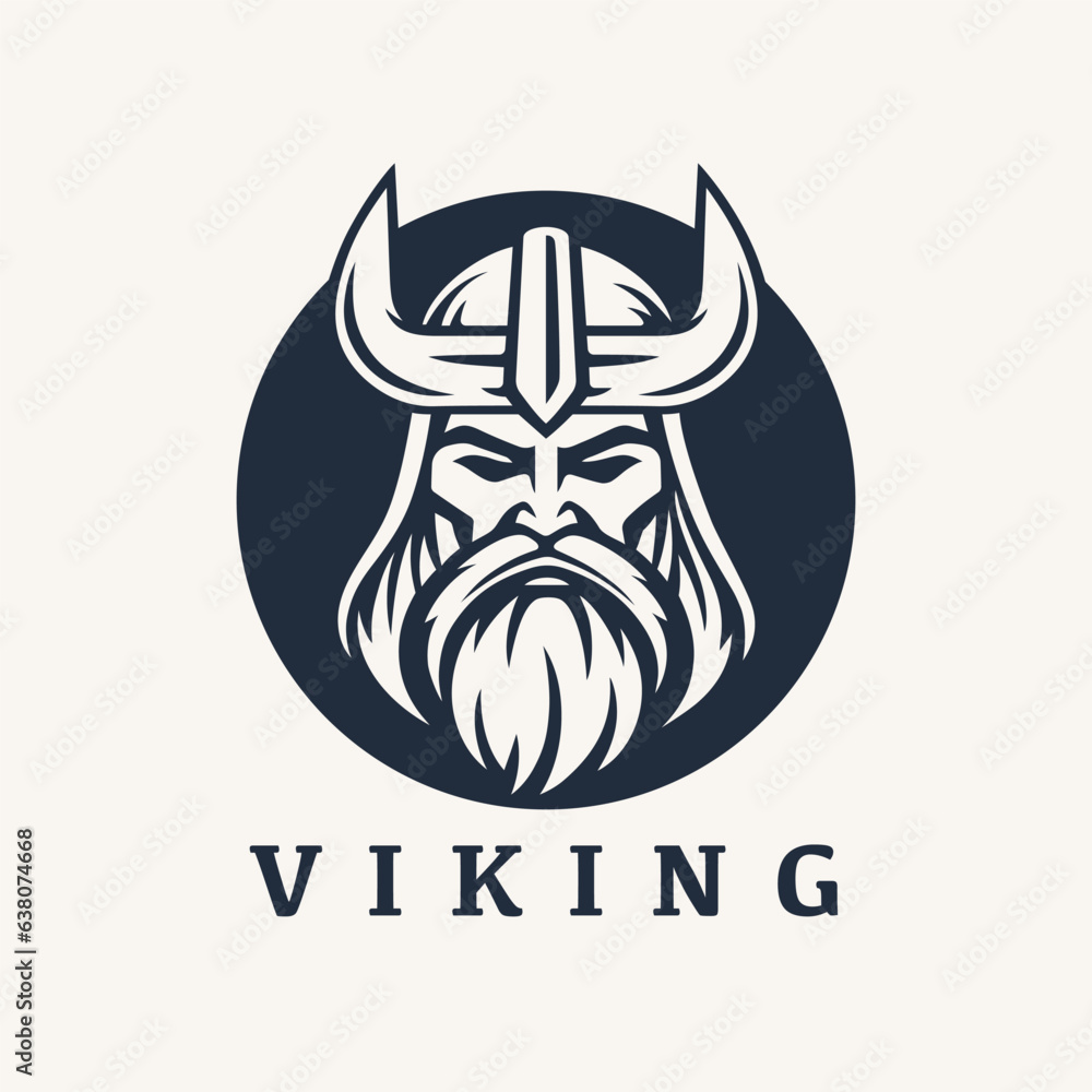 Nordic viking logo. Norse warrior icon. Horned barbarian helmet symbol ...