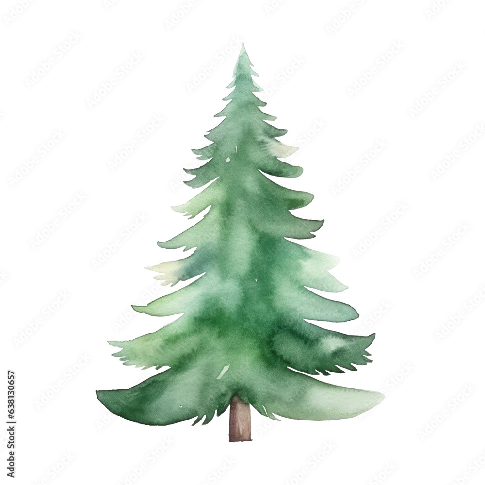 Christmas tree watercolor illustration. clipart for design. elements ...