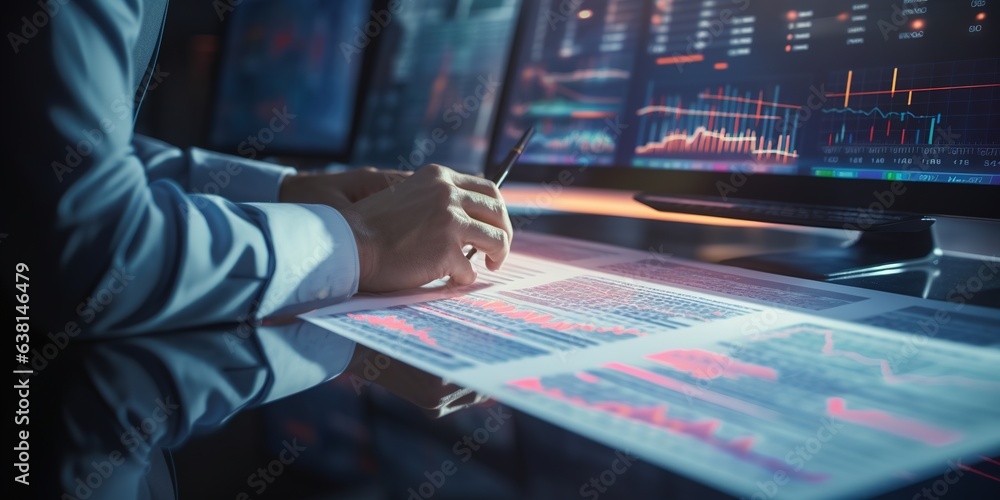 Business finance data analytics graph chart report. Cropped photo of ...