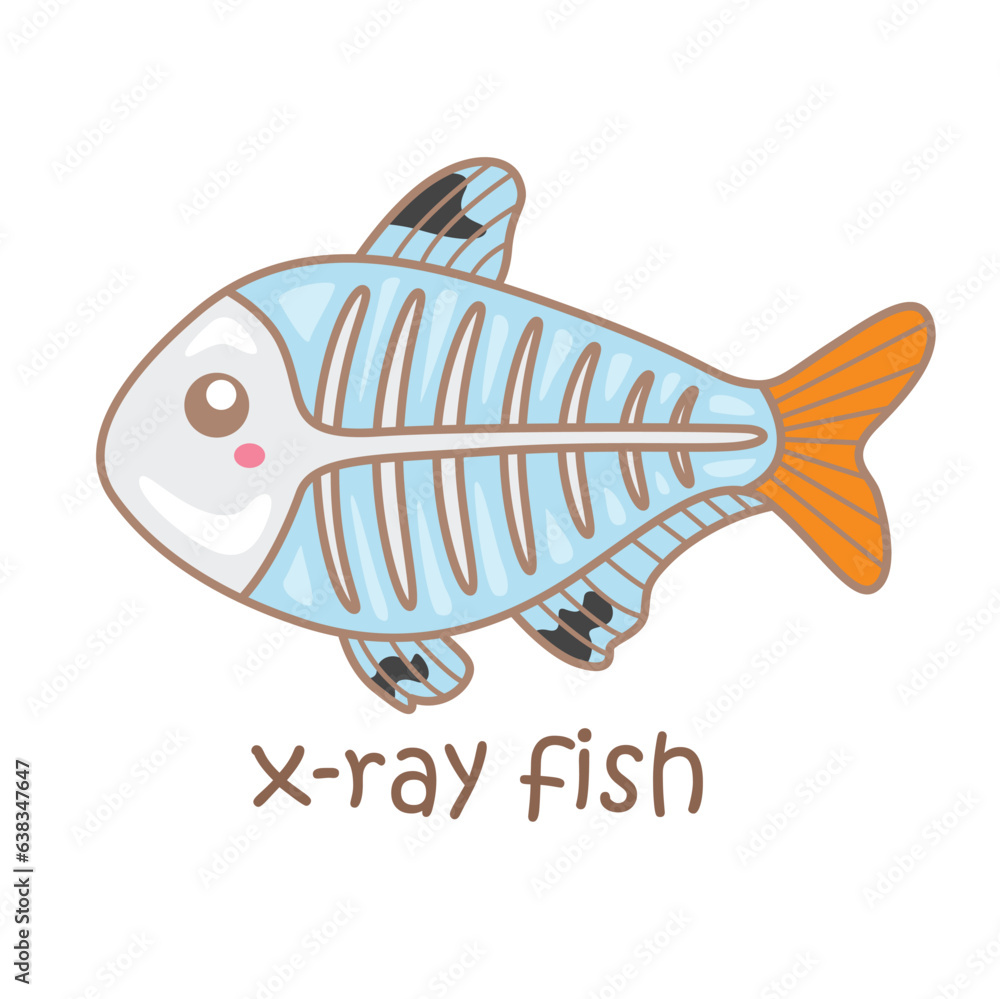 Vector de Stock Alphabet X For X-Ray Fish Vocabulary School Lesson ...