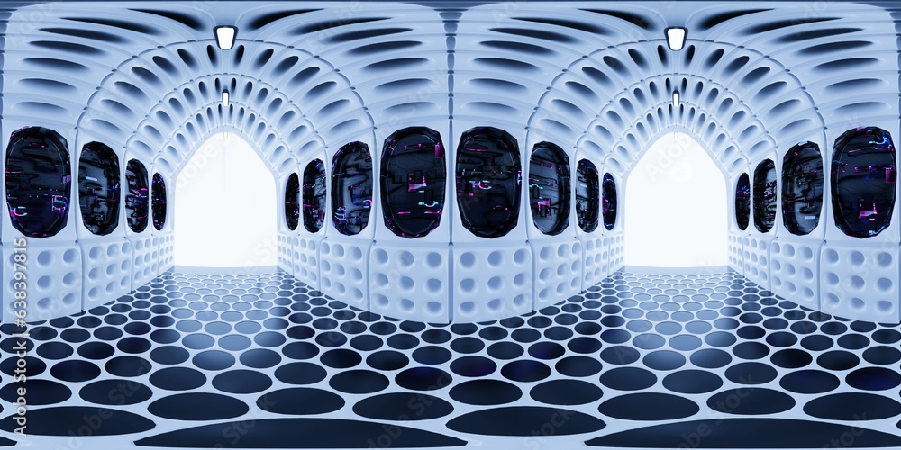 HDRI map, futuristic sci-fi environment panorama background in black ...