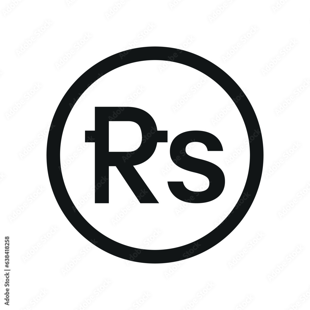 Pakistani Rupee coin symbol. black and white Flat currency icon ...