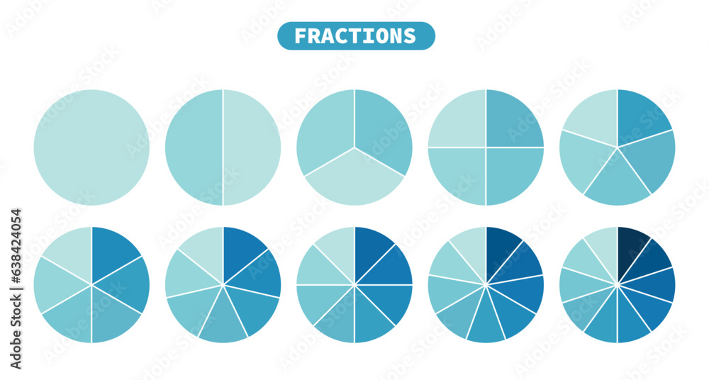 Vector Drawing Of Fractions Worksheet Stock Vector | Adobe Stock