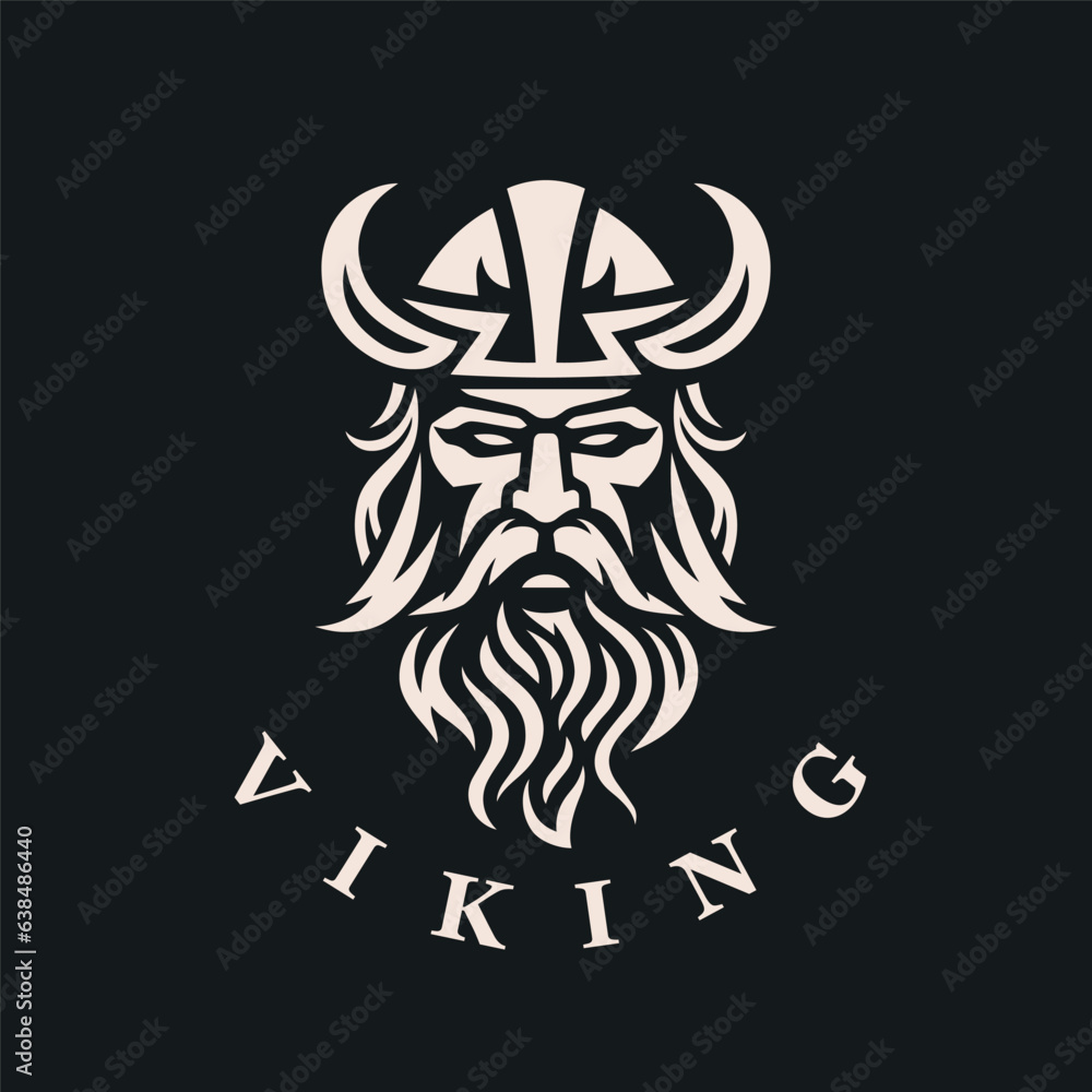 Nordic viking logo. Norse warrior icon. Horned barbarian helmet symbol ...