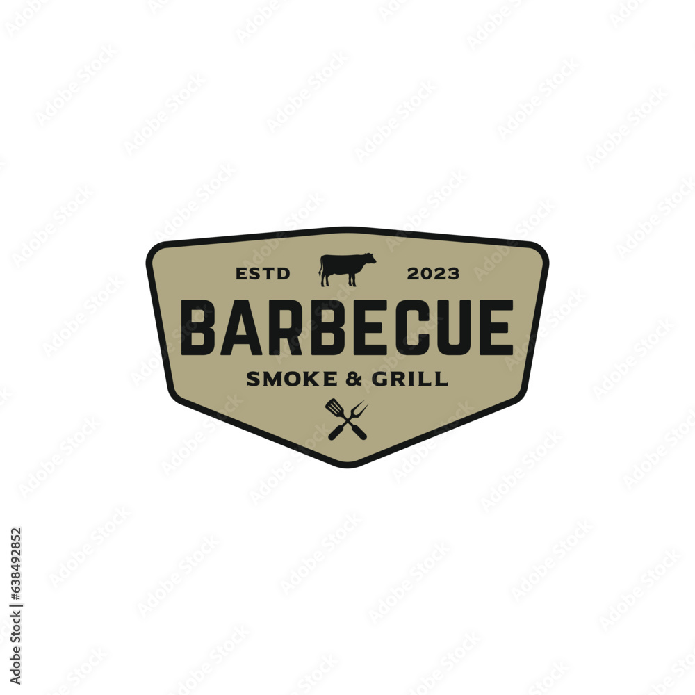 vintage barbecue smoke grill badge logo vector illustration. for ...
