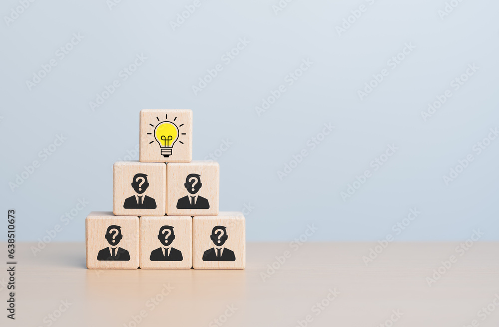 Brainstorming creative ideas and innovation concept. Wooden cube blocks ...