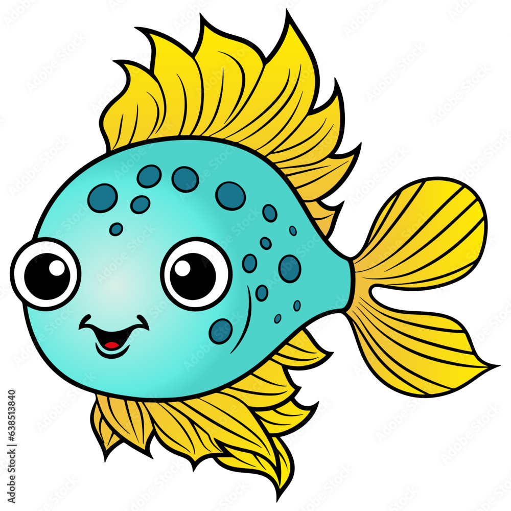 Colorful cartoon style fish vector illustration for children Stock ...