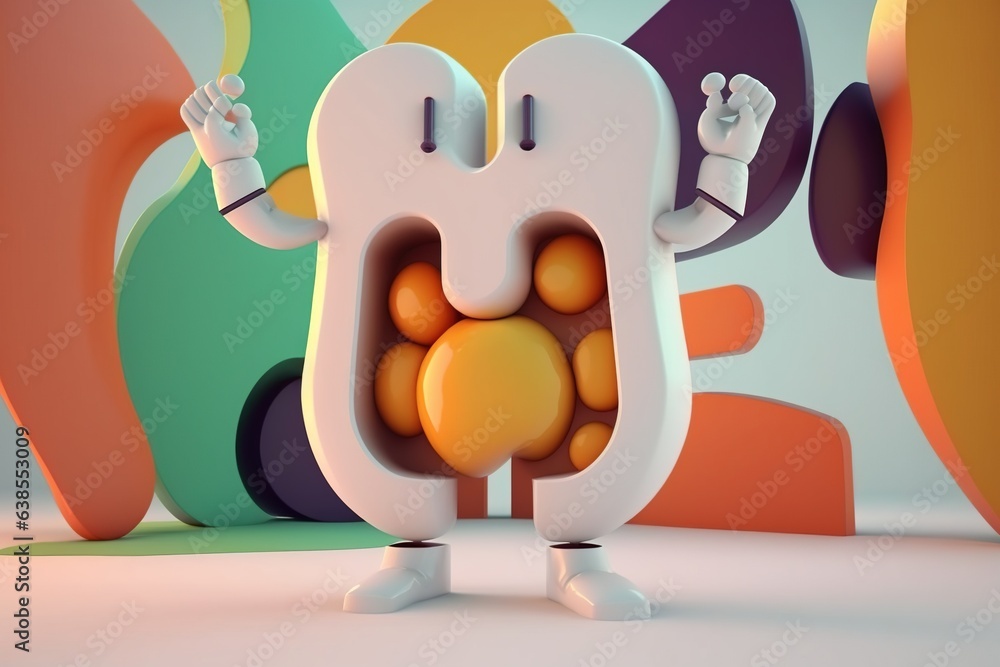 Stomach. Cute cartoon healthy human anatomy internal organ character ...