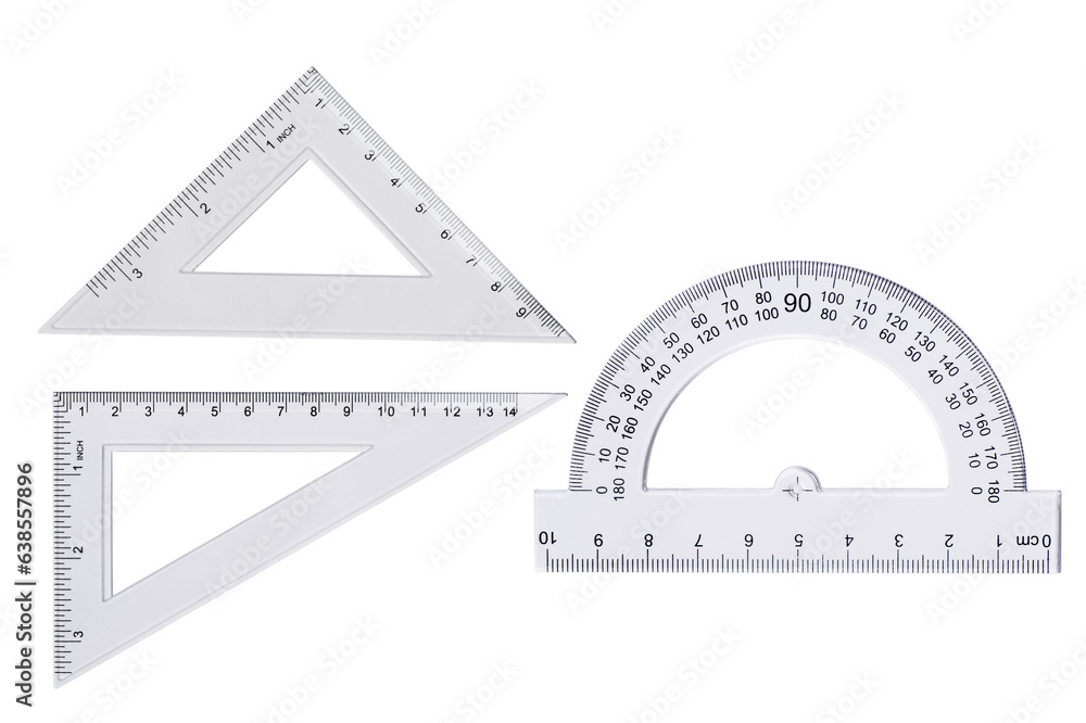 Plastic white ruler math geometry school supplies isolated on ...