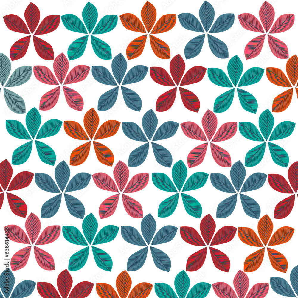 Fondo blanco con hojas de colores. Stock Vector | Adobe Stock
