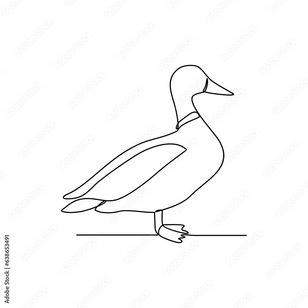 Vector de Stock One continuous line drawing of duck vector illustration ...