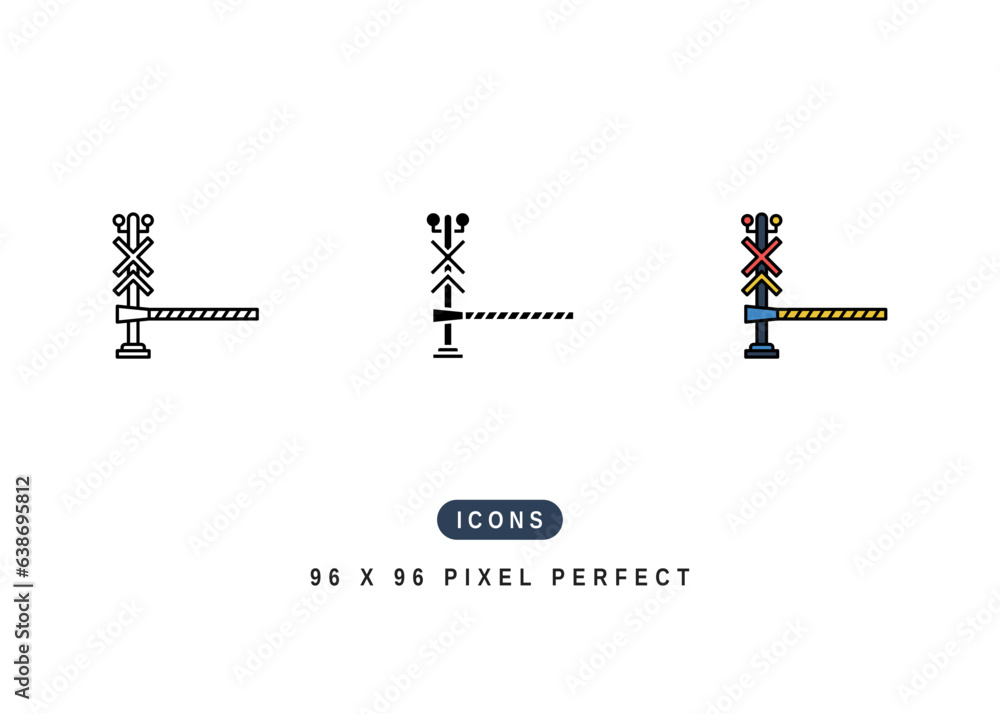Level Crossing Icon. Train Safety Cross Board Symbol Stock Illustration ...