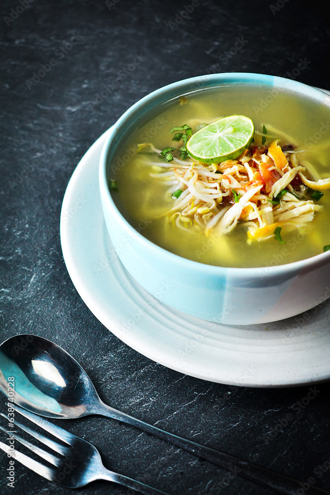 soto ayam, soto ayam or chicken soto is indonesian traditional food ...
