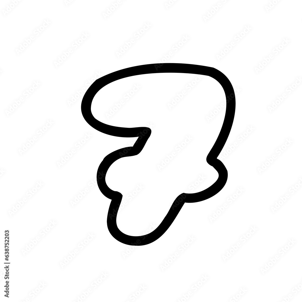 Digit number seven outline font in outline bubble style isolated on ...