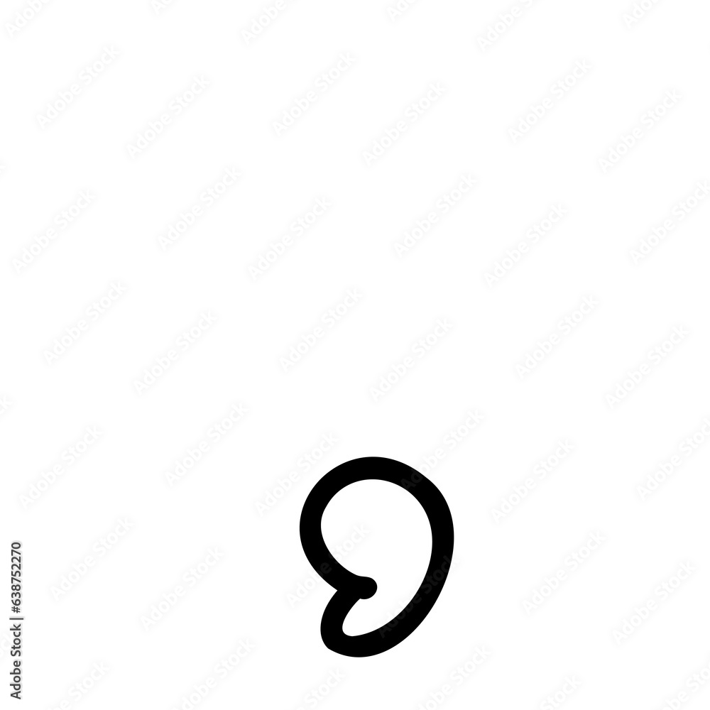 Symbol comma outline font in outline bubble style isolated on white ...