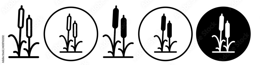 Cattail Icon. Symbol of pond side reed marsh growing plant. Flat vector ...