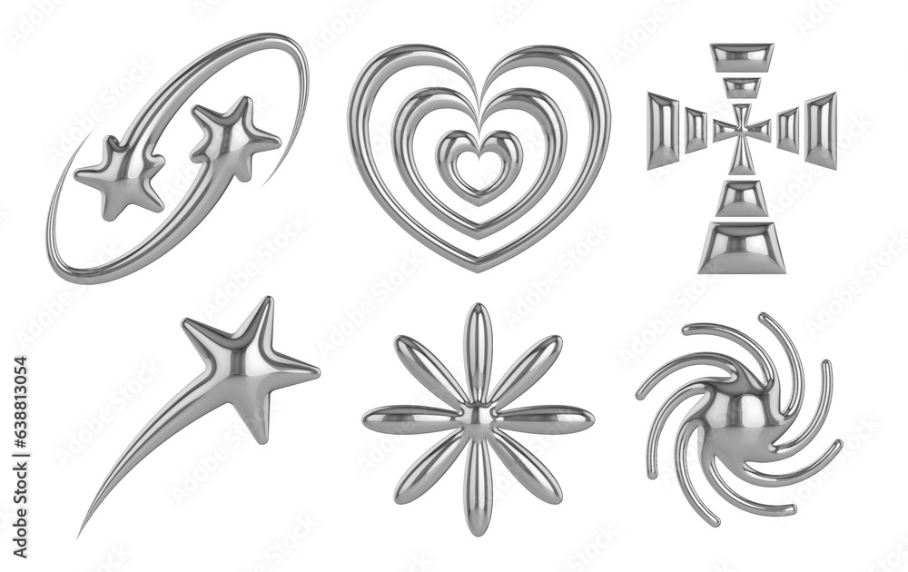 Iron star Y2K icon. Universal 3D shapes for design, projects, posters ...