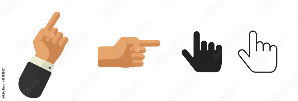 Hand pointer finger icon vector simple pictogram graphic, forefinger ...