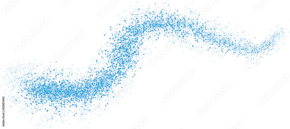 Blue scattering of small particles of sugar crystals, flying salt, top ...