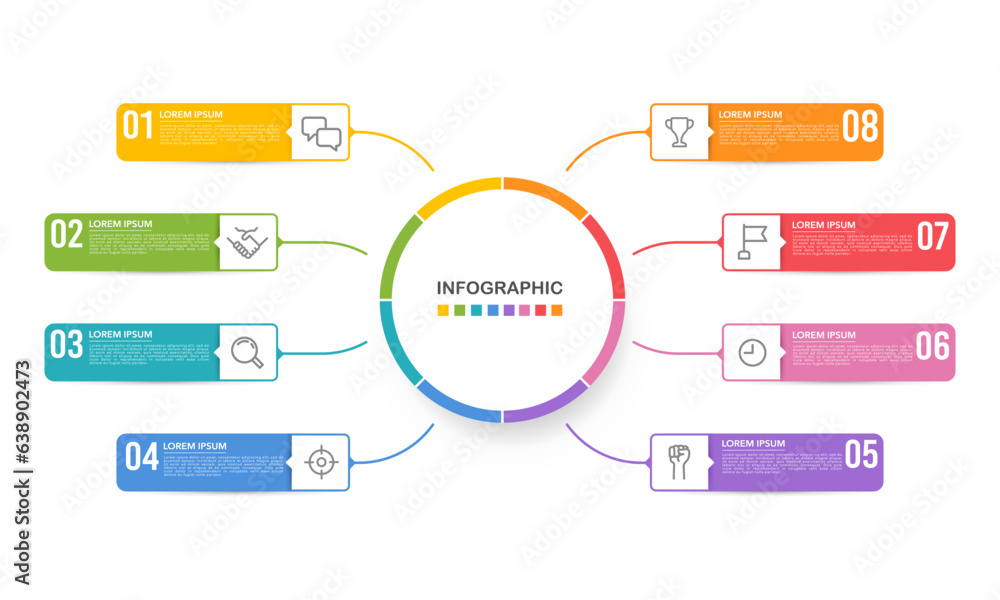 8 process infographic design template. diagram, annual report, business ...