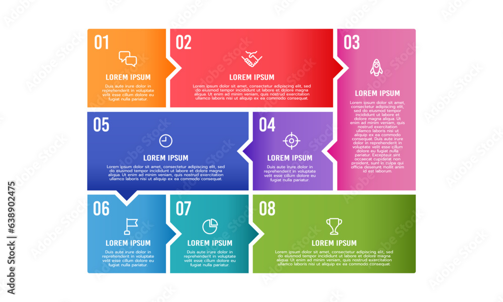 Infographic poster or brochure, 8 processes business to success. Vector ...