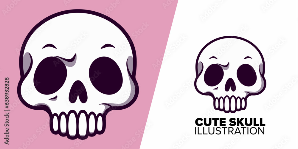 Vetor Cute skull head cartoon takes center stage in this Halloween ...