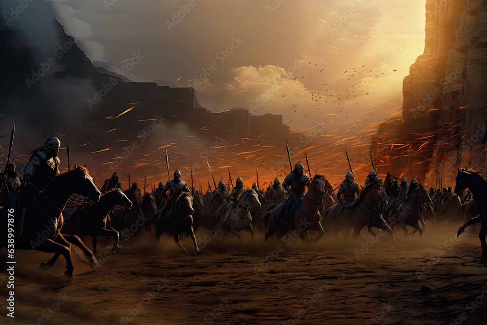 Ancient Egyptian warriors and cavalry fighting the Hittites on the ...