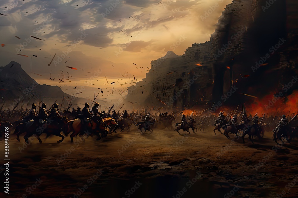 Ancient Egyptian warriors and cavalry fighting the Hittites on the ...