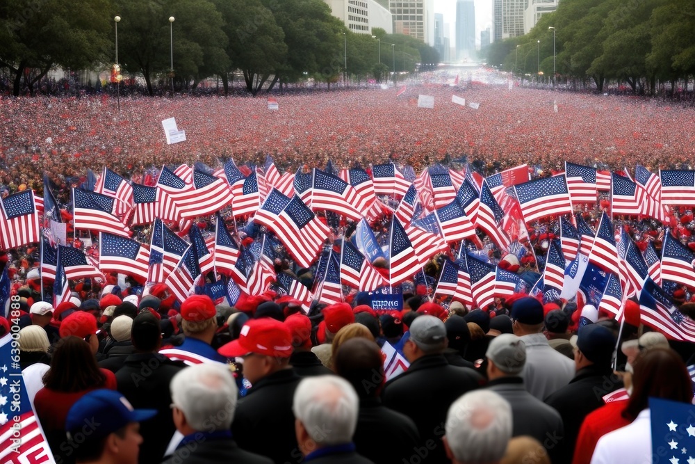 Background blur of crowd at political rally in the United States ...