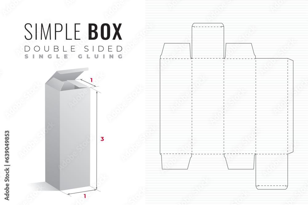 Double Sided Simple Packaging Box Die Cut Triple Height Template with ...
