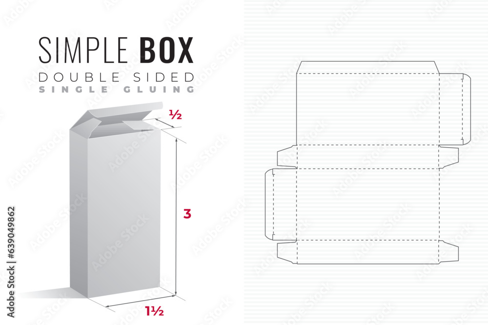 Double Sided Simple Packaging Box Die Cut One and a Half Width Triple ...
