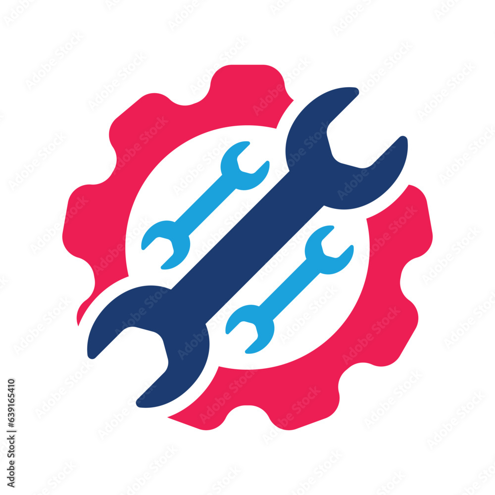 Wrench And Gear Cogwheel Tool Icon Vector In Flat Style, Maintenance ...