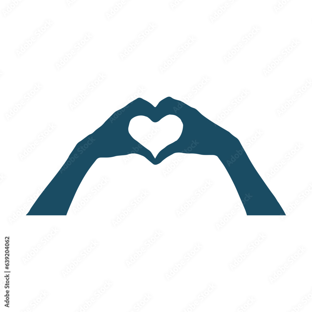 Heart fingers, hand gesture svg cut file. Isolated vector illustration ...