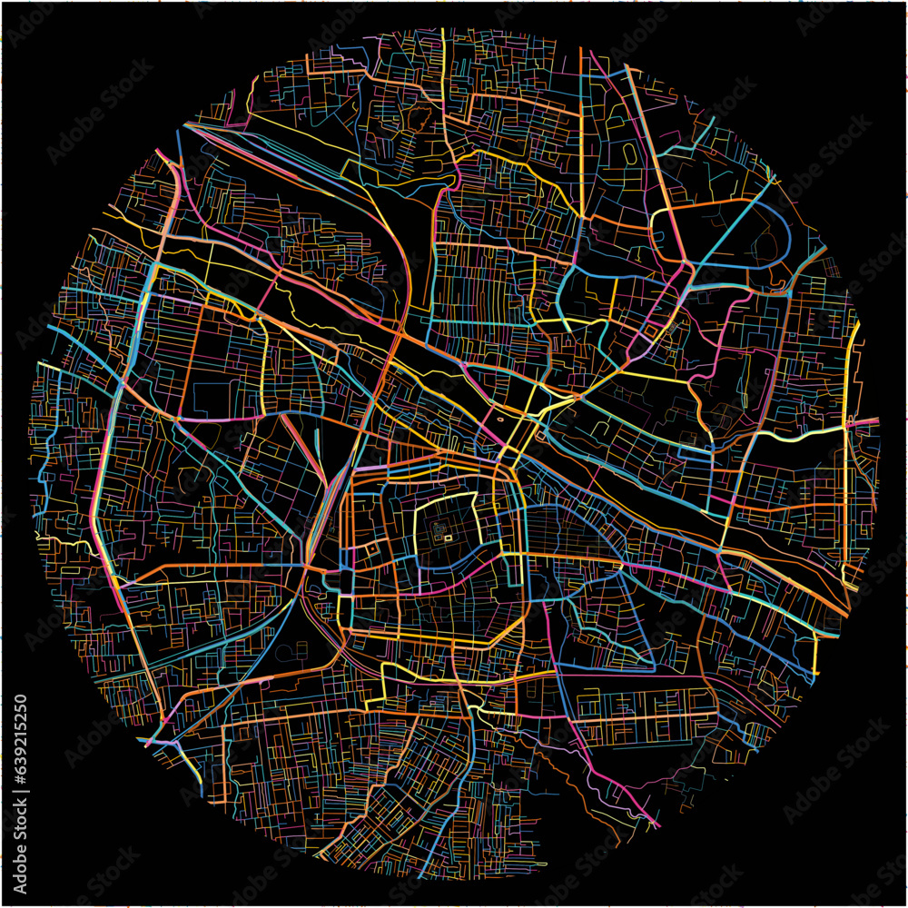 Colorful Map of Madurai, Tamil Nadu with all major and minor roads ...