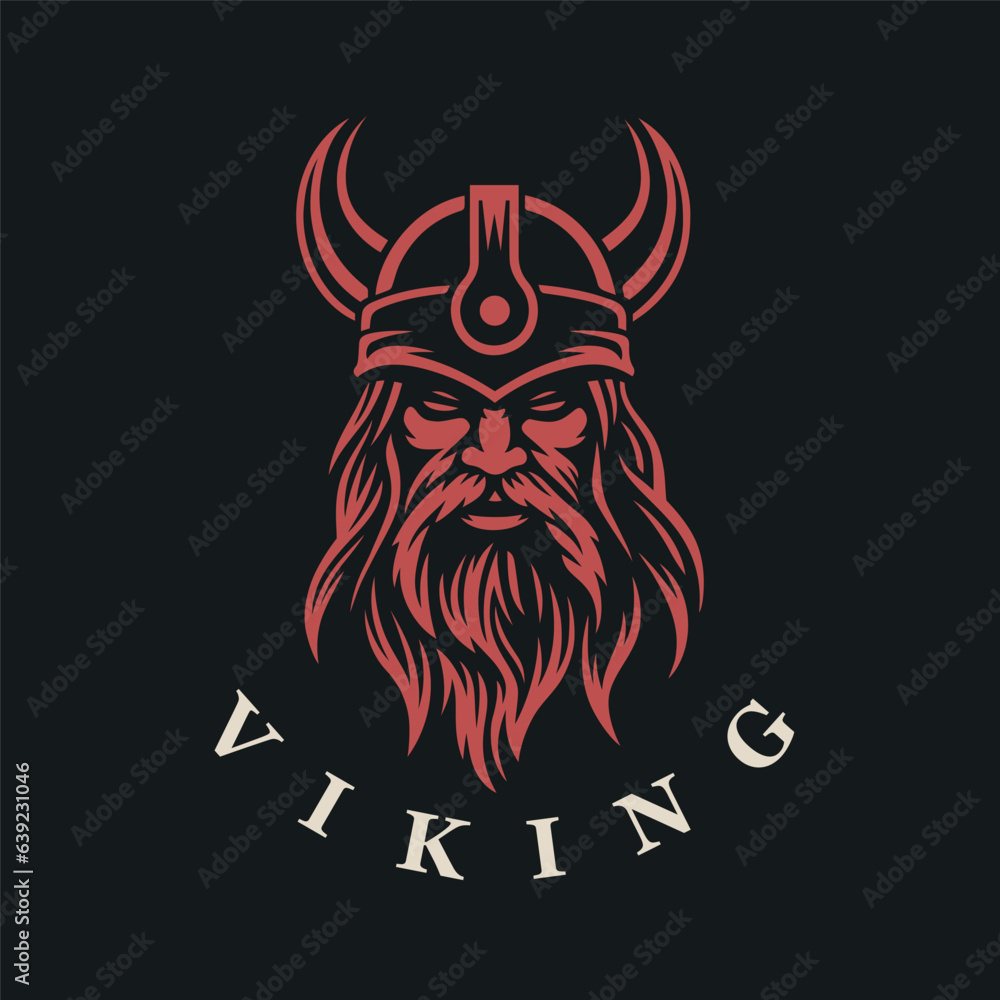 Nordic viking logo. Norse warrior icon. Horned barbarian helmet symbol ...