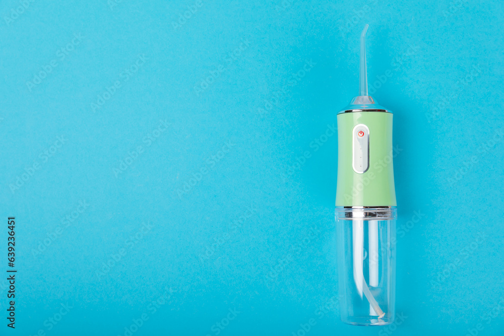 Photo Stock Electronic oral irrigator, toothbrush, paste, dental floss ...