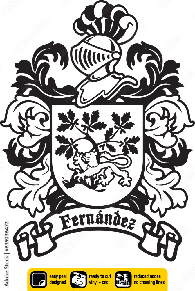 Vector de Stock Escudo de Armas Sello Heráldico Apellido Fernández ...