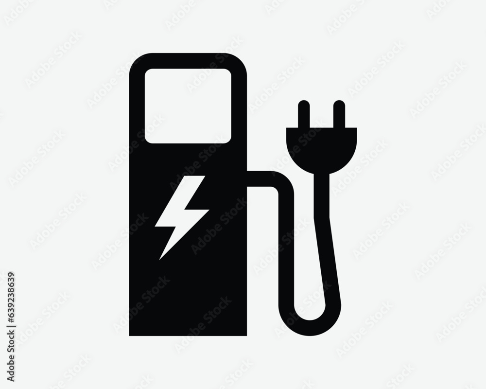 EV Charger Icon Electric Vehicle Electricity Power Charging Station Car ...