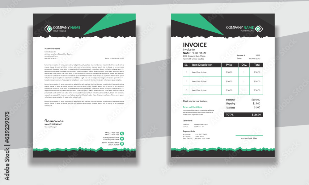 Corporate modern professional clean business invoice and letterhead ...