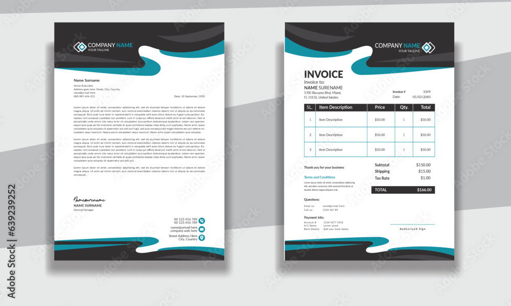 Corporate modern professional clean business invoice and letterhead ...