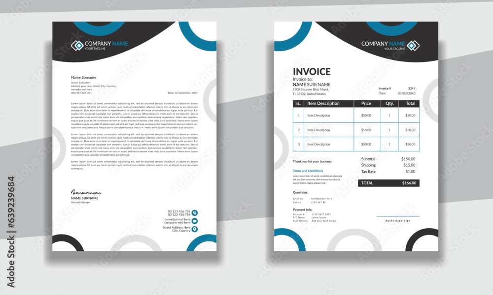 Corporate modern professional clean business invoice and letterhead ...