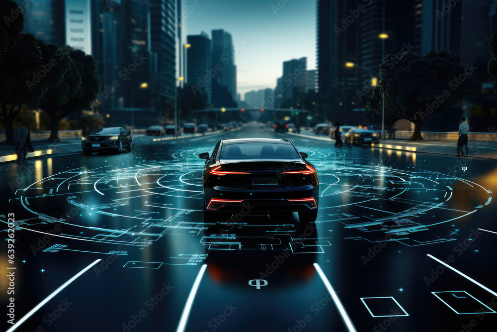 Modern smart car with the internet surrounding technology intelligent ...