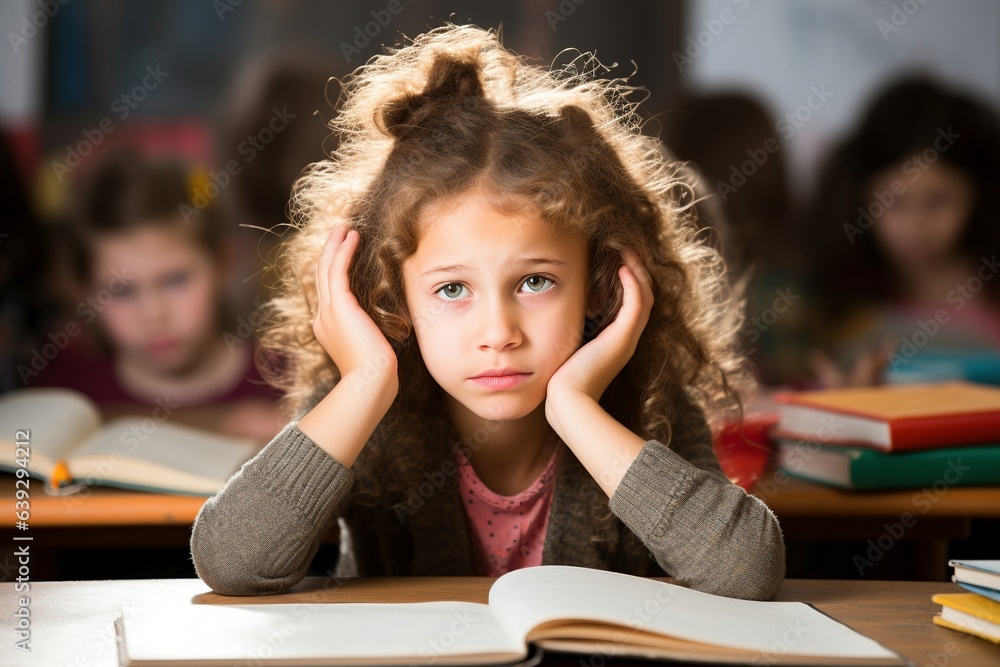 Kinder mit Problemen in der Schule, Schulstress und Lernprobleme Stock ...