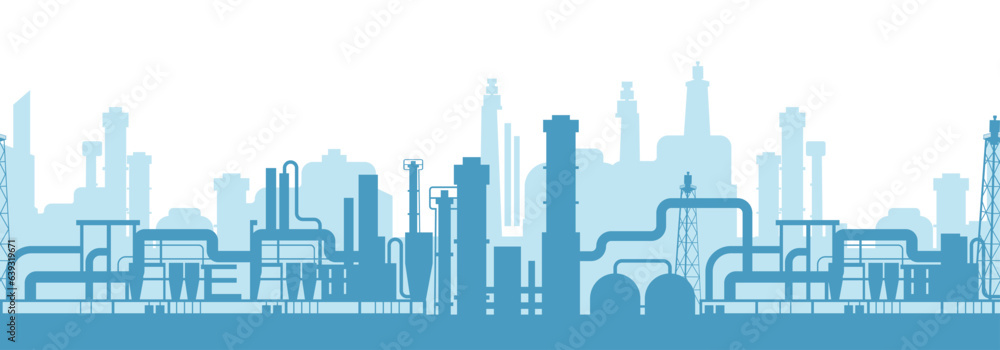 factory line manufacturing industrial plant silhouette background Stock ...