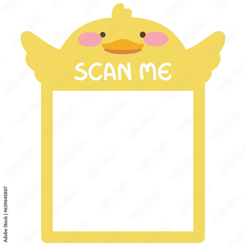 Cute Duck. Scan me QR code template. QR code frame illustration for ...