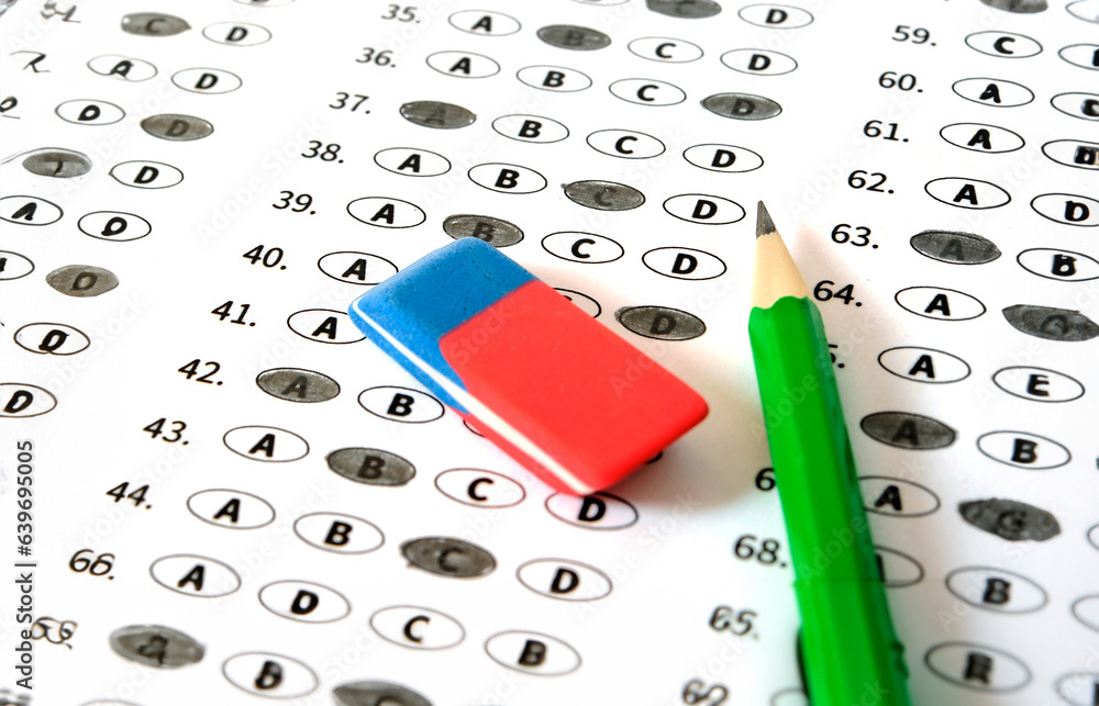 School and Education. Test score sheet with answers Stock Photo | Adobe ...
