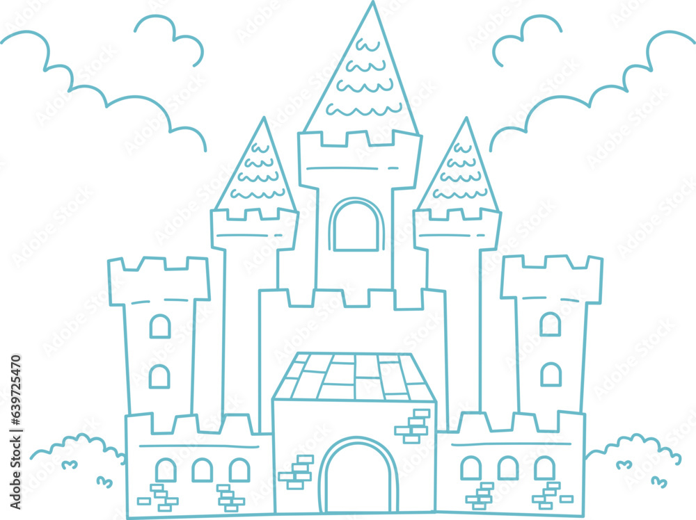 royal castle coloring page for kids Stock Vector | Adobe Stock